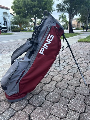 Ping Hoofer Lite 201c Cardinal Red/Grey 4-Way Top Double Strap Stand ...