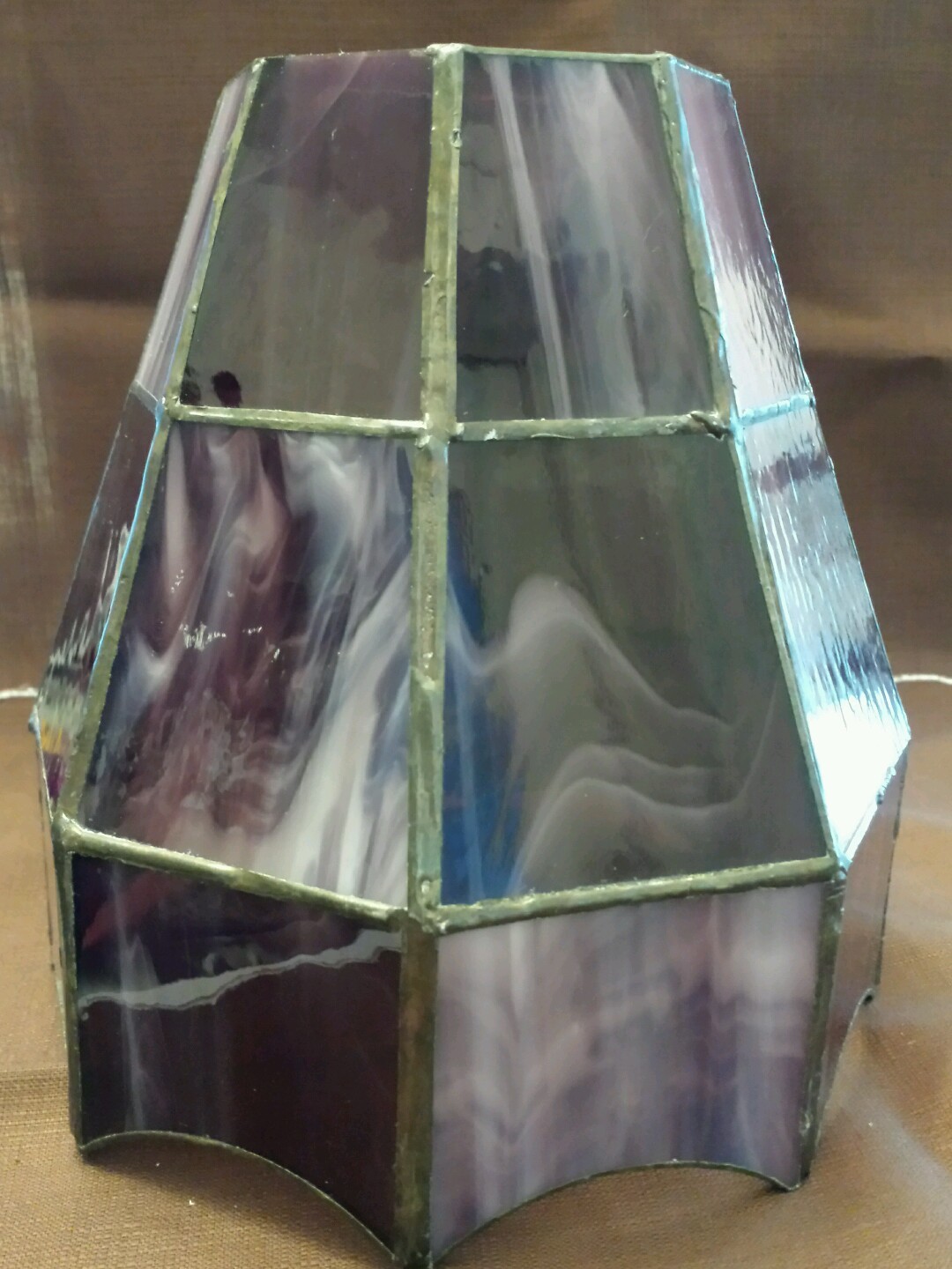 Purple SLAG Leaded Glass Panel Lamp Shade 7"H X 3-7/8" Repair Repurpose ...