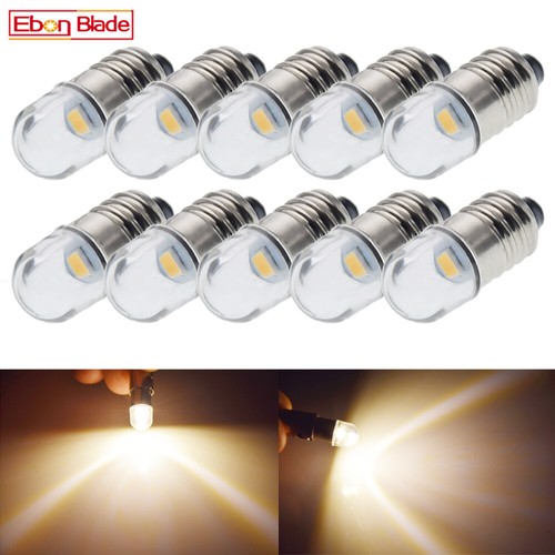 10 x Warm White Lamp LED Bulb 3V 3 Volt MES SCREW E10 for Flashlight ...