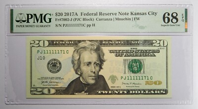 Near Solid Serial Number 11111171 2017A $20 NGC 68 EPQ Top Pop | eBay