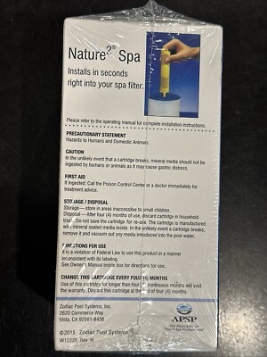 Zodiac Nature 2 Spa Hot Tub Mineral Purifier Replacement Cartridge ...