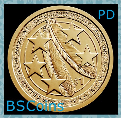 2021 P&D Native American Distinguished Military Dollar 2 Coins - Ship ...