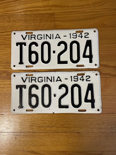 1942 Virginia License Plates Truck Tags Pair VA T60-204 Nice Originals ...