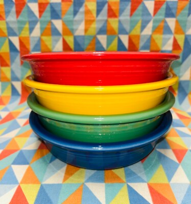 FIESTA set of 4 NEW Mixed Colors 7” medium BOWLS 19 oz Fiestaware FREE ...