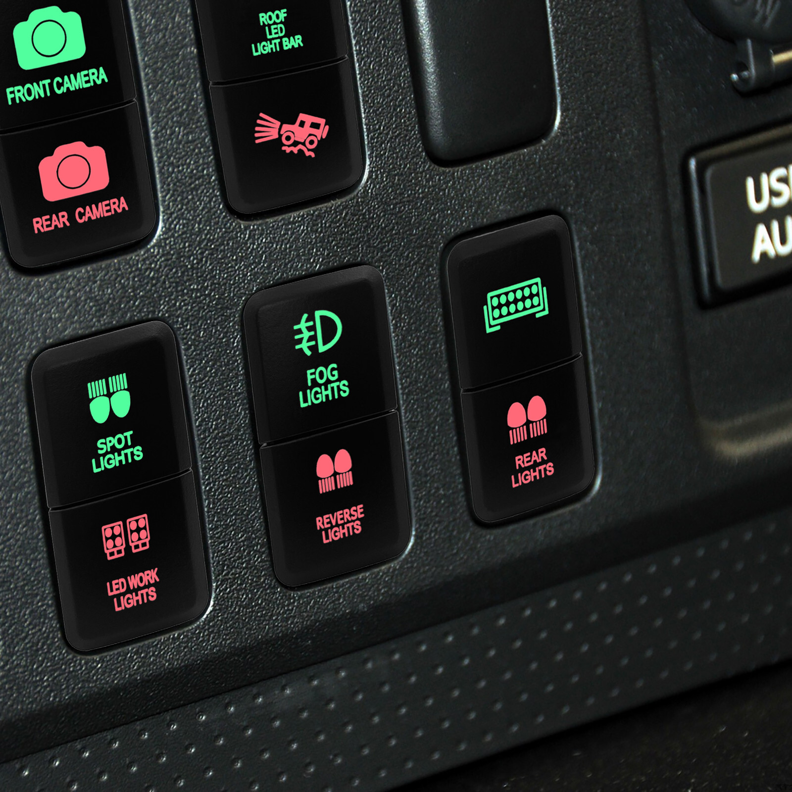 12V Dual Push Button Switch Green Red for Toyota Prado Hilux 39mm x ...