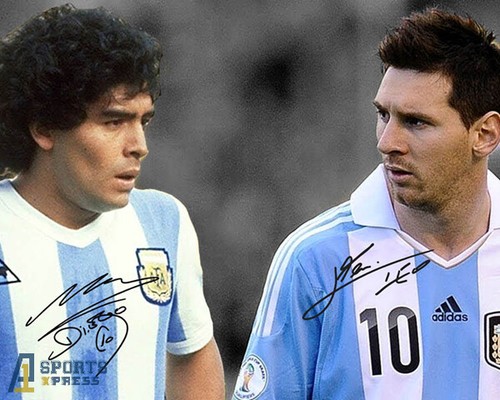 Lionel Messi Diego Maradona Argentina Soccer Goats Signed Photo ...
