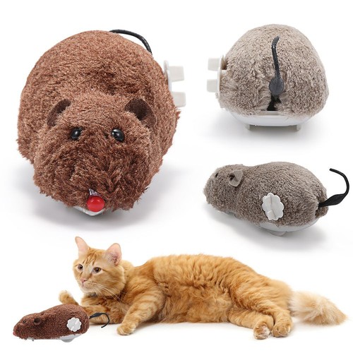 Simulation Mice Fake Mouse Clockwork Plush Mouse Squeak Noise Cat Play ...