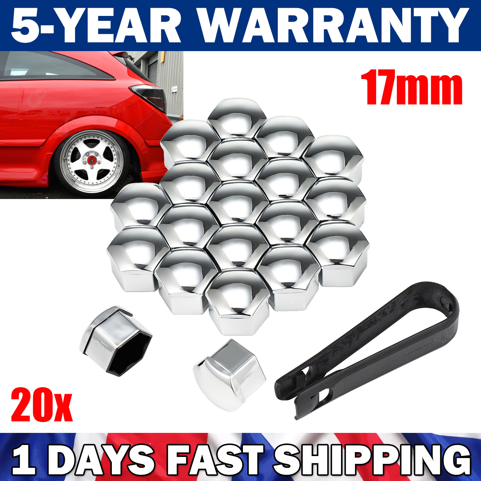 20X 17mm CHROME ALLOY CAR WHEEL NUT BOLT | Grelly UK