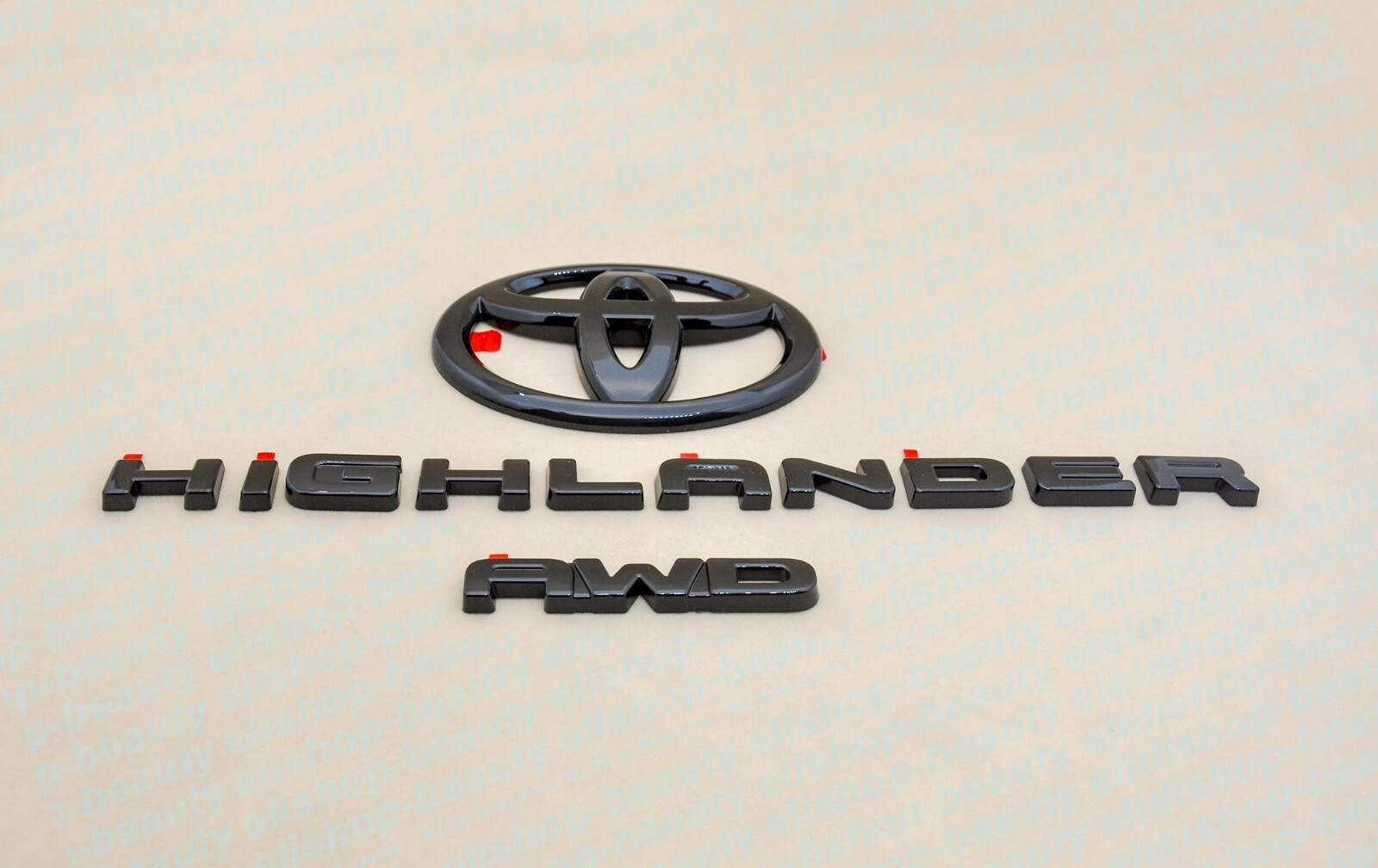 Gloss Black out 2020-2022 TOYOTA Highlander Overlay Emblem Kit AWD GEN ...
