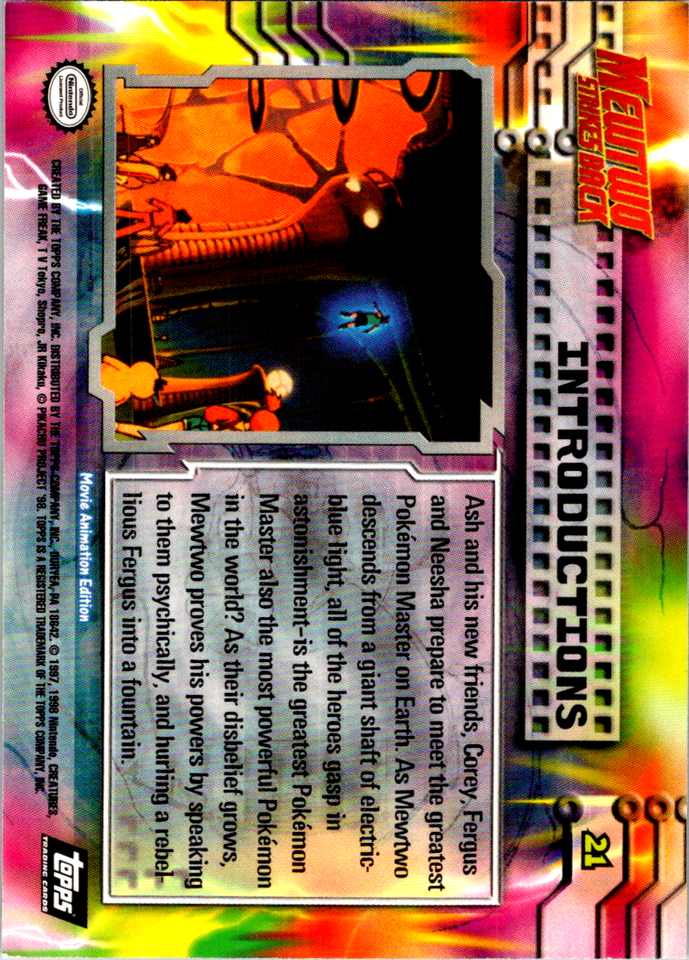 INTRODUCTIONS #21 Topps Pokemon Card Mewtwo Strikes Back Near Mint | eBay