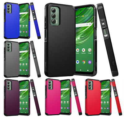 Tempered Glass / Shockproof Hybrid Cover Phone Case For Cricket Outlast ...