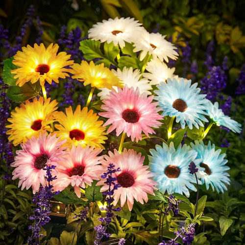 Solar Daisy Flowers Lamp LED Garden Decorative Light Waterproof Outdoor ...