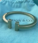 Tiffany & Co. 18k Gold T Square Bangle Cuff Bracelet Sz Medium 30g ...