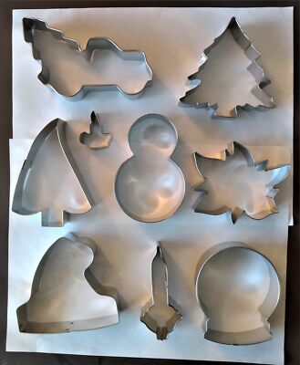 Christmas Cookie Cutter 9 pc Set Pickup w/tree, Trees Snowman Poinsettia Globe | eBay