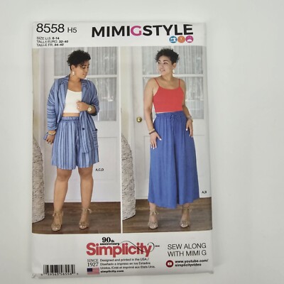 Sewing Pattern SIMPLICITY 8558 MIMI G WIDE LEG CROPPED PANT TOP 6-14 ...
