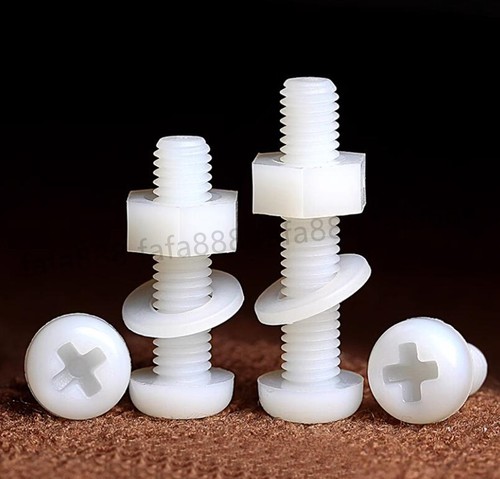 Nylon Phillips Rounded Head Screws with Hex Nut & Washer M2-M8 Plastics ...