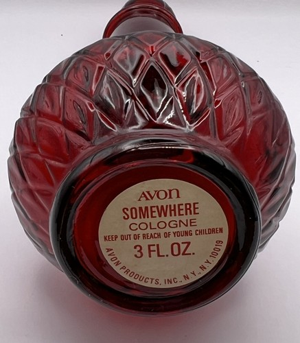 VTG Avon Ruby Red Glass Perfume Bottle Swirl Diamond Cut Somewhere ...