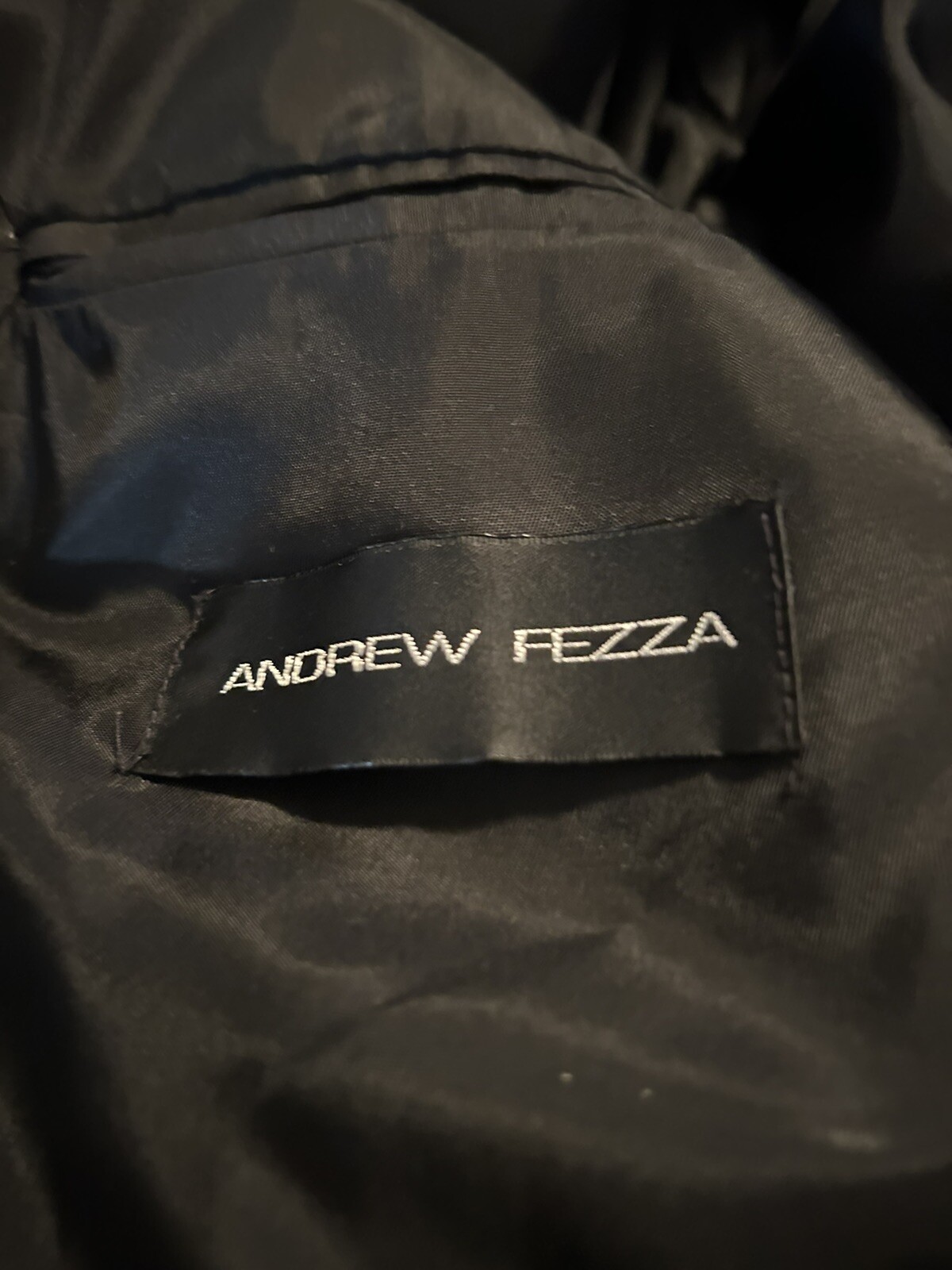 ANDREW FEZZA Mens Black Cashmere Wool Blend Coat Long Button Front ...