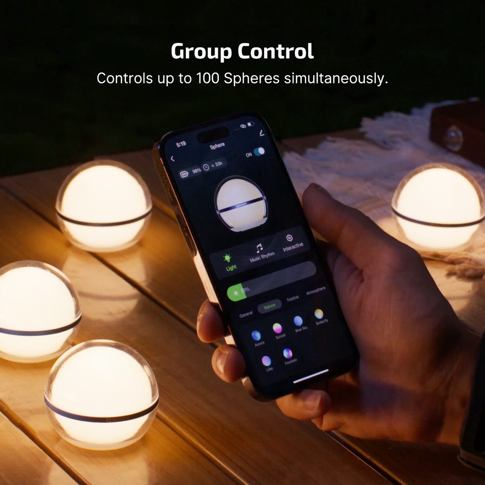 Olight Sphere Ambient Light with App Control Bluetooth 75 Lumens White ...