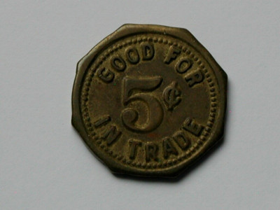 Vintage M.A.S B.C.I Merchant Token - Good for 5¢ In Trade - 8-sided ...
