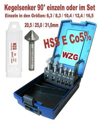 Profi HSS E Co5% Kegelsenker Senker 90°Grad Cobald Entgrater WZG 6,3 ...