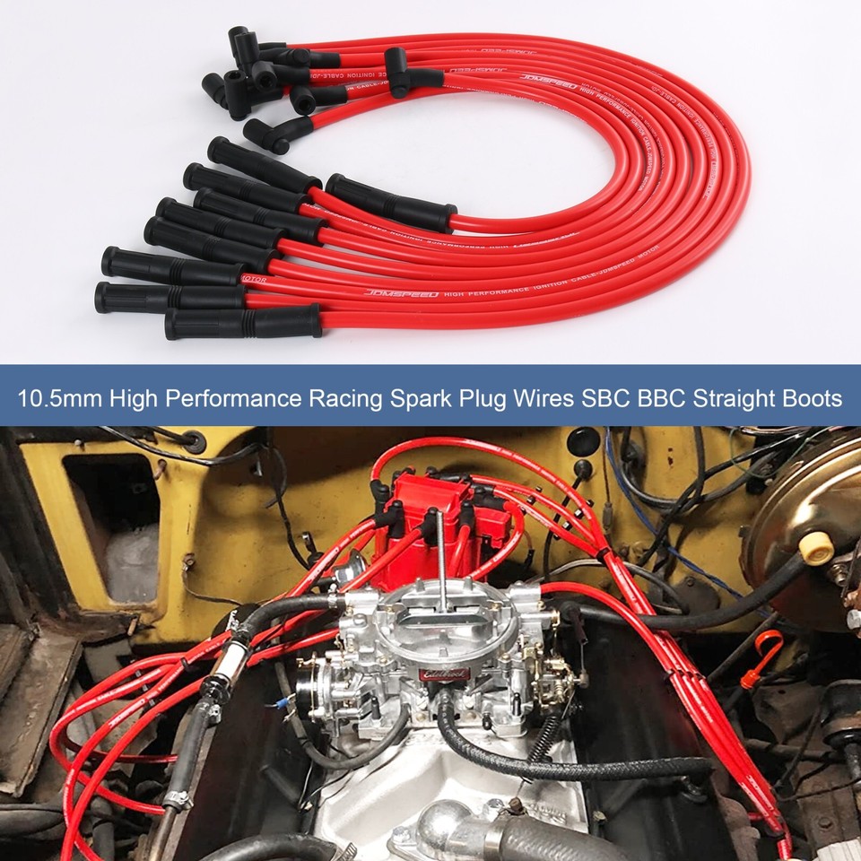 HEI Spark Plug Wires Set 90 to Straight For Chevy SBC BBC 350 383 400 ...