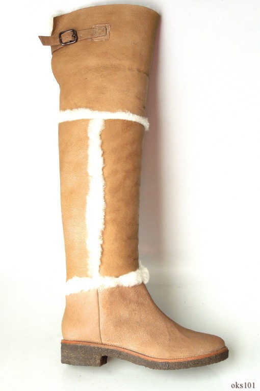 Diane von Furstenberg tan beige ALL shearling OTK TALL boots 'Adele ...