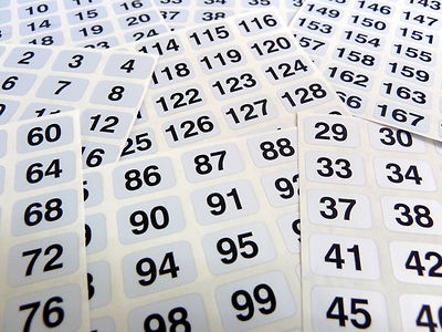 Silver 16x10mm Consecutive Sequential Number Sequence Labels Numbering ...