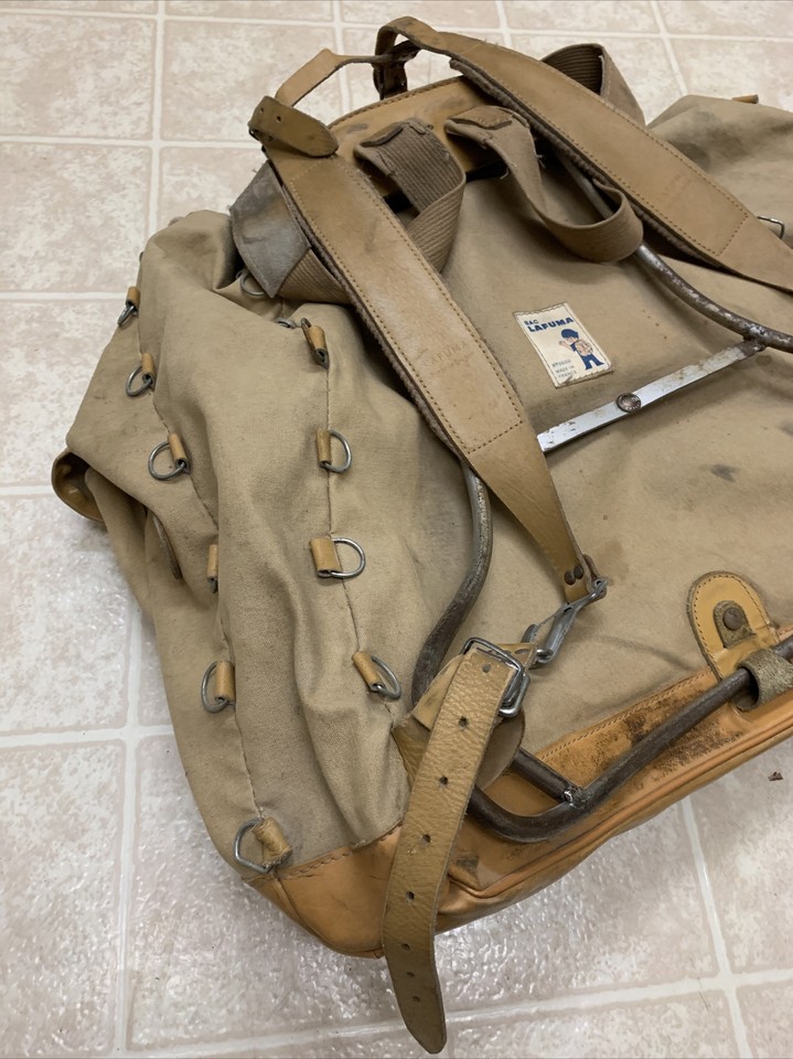 50s Distressed Sac LaFuma French Rucksack Canvas/Leather Military ...