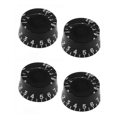 4 Pack Acrylic Guitar Knobs Volume Tone Speed Control Black with White ...