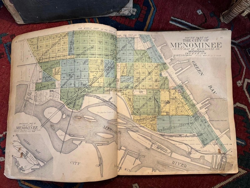 Rare 1912 Monominee County Michigan Standard Atlas Geo. A. Ogle & Co ...