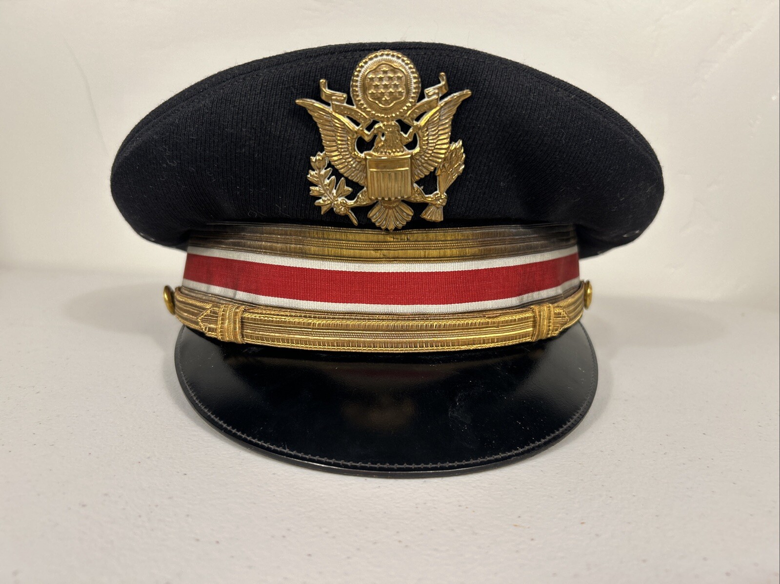 U.S. Army Bancroft Military Cap 6 7/8 Black Officers Dress Hat ...