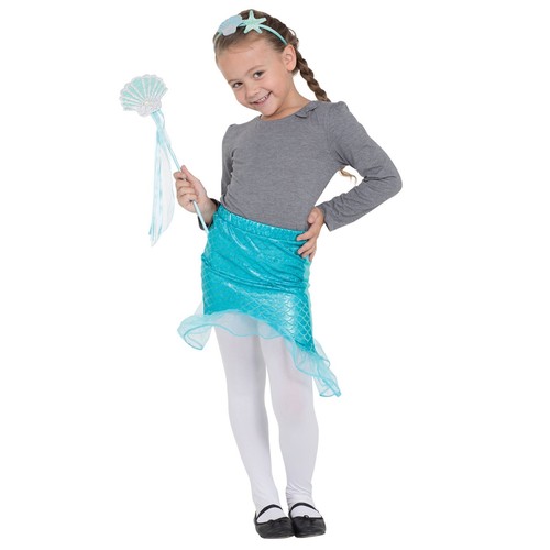 Child Girls Mermaid Tutu Headband + Shell Wand Fancy Dress Costume ...