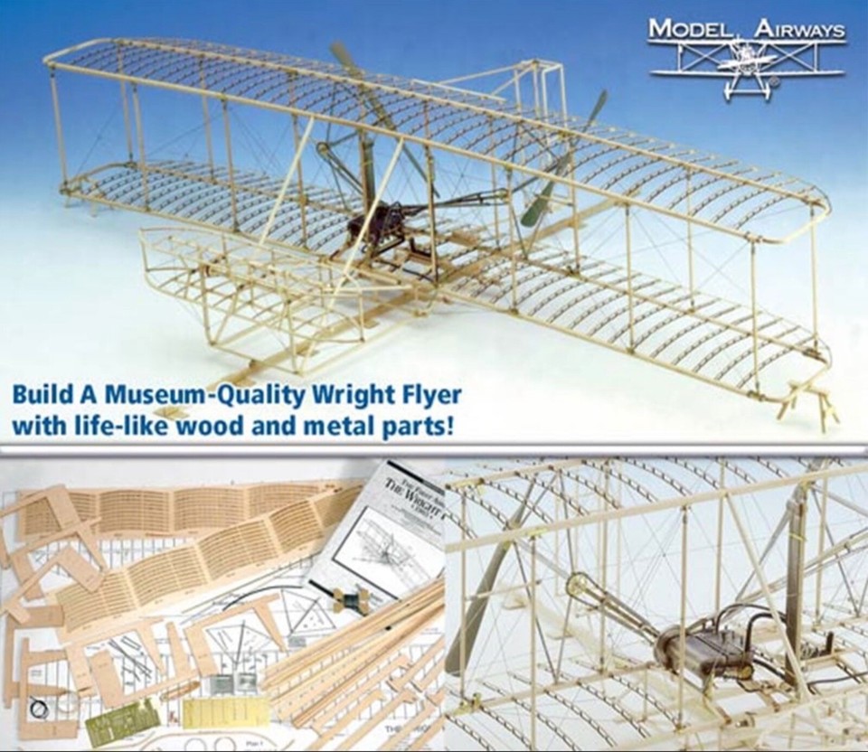 Model Airways Wright Flyer Model Kit 1:16 Wood FULL Kit Tools Brushes ...