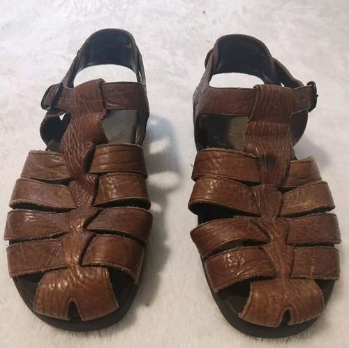 Mephisto Sam Fisherman Sandals Mens 45/11 Brown Leather Strappy France ...