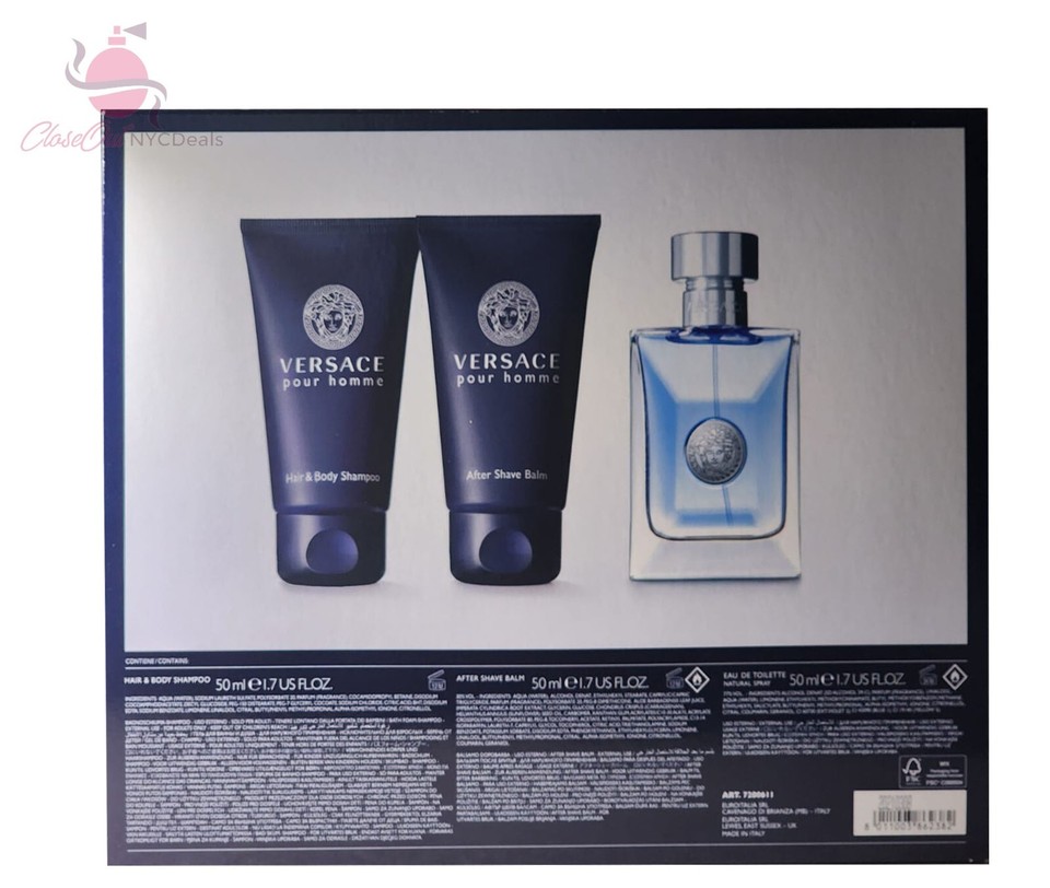 Versace Pour Homme Signature 3pc Gift Set Cologne 1.7 oz + Shampoo ...