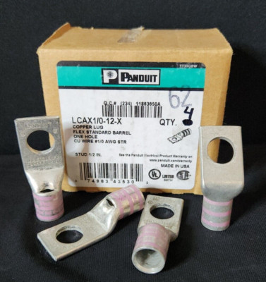 Panduit LCAX1/0-12-X Pan-Lug Compression Lugs Pink Die Straight Tongue ...
