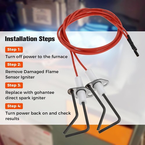 2Pcs 62-24164-01 Direct Spark Ignitor for Rheem Furnace Flame Sensor ...