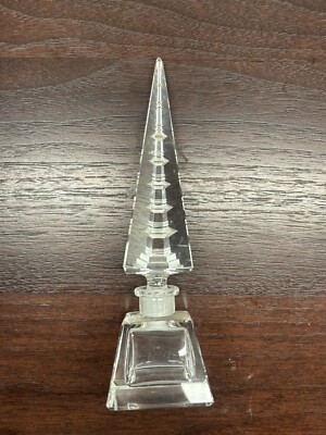 Vintage Lead Crystal Perfume Bottle 8” Tall Obelisk Pagoda Etch Stopper ...