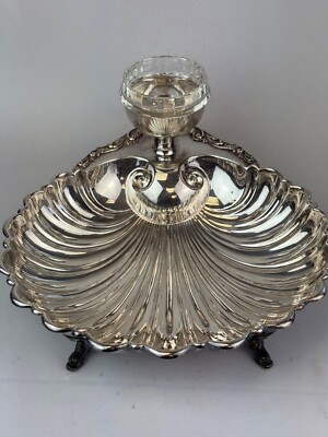 Antique Crescent Silver Co Silver Plated Clam Shell Footed Shrimp ...