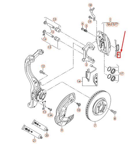 NEW OEM AUDI A6 C6 FRONT BRAKE CALIPER RETAINING SPRING 4E0615269B ...