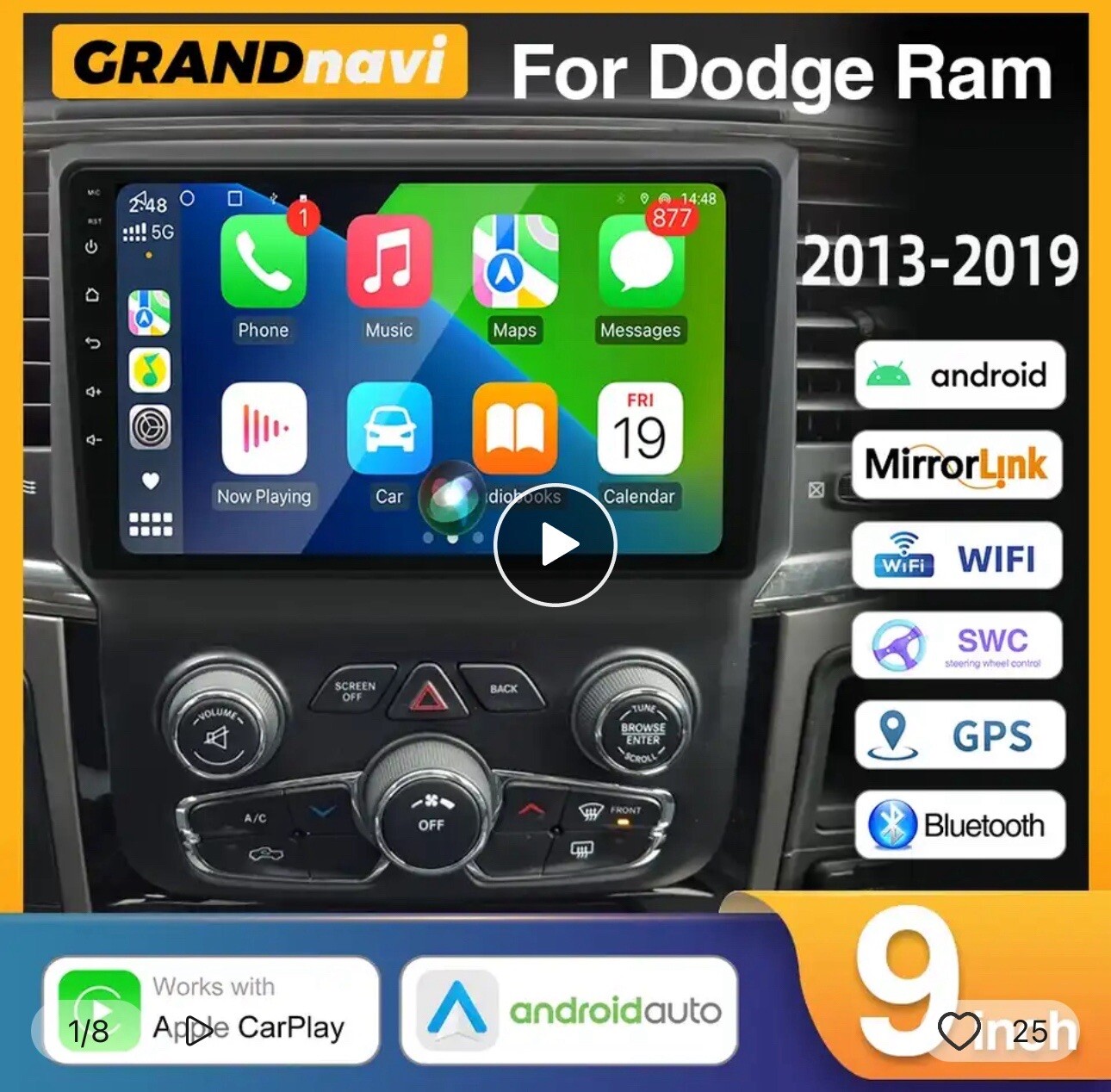 13/19 Ram Android 11 Radio With CarPlay | eBay