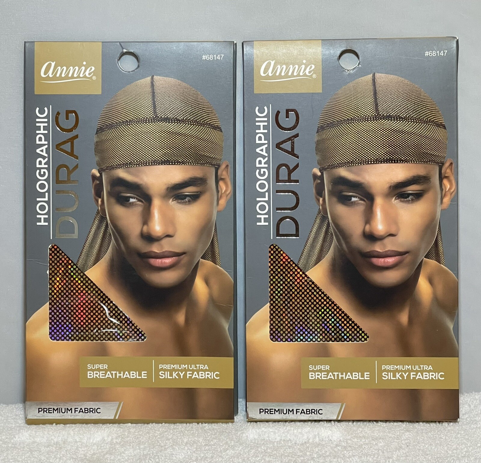 2 Annie International Holographic DURAG (Du-Rag) Gold Silky Breathable ...