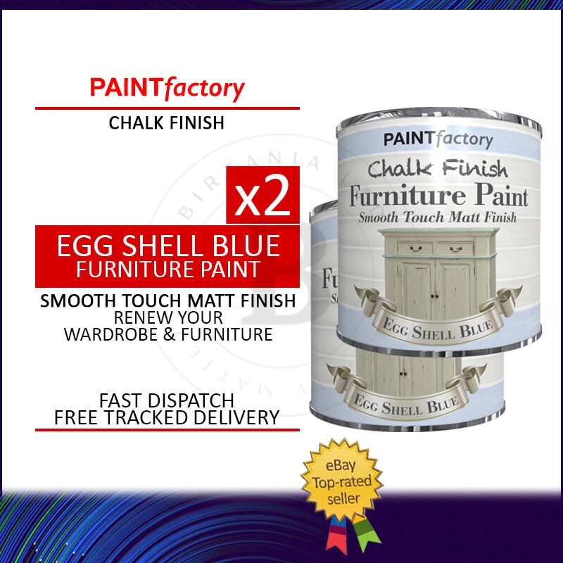 2x Egg Shell Blue Chalk Finish Furniture Paint Lacquer Smooth Touch ...