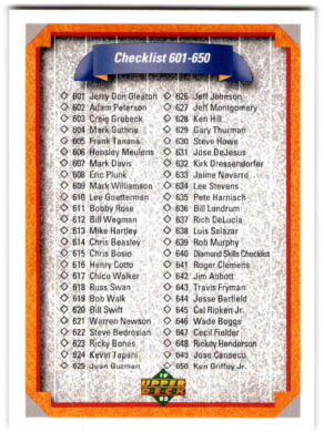 Checklist: 601-700 92 Upper Deck 700 | eBay