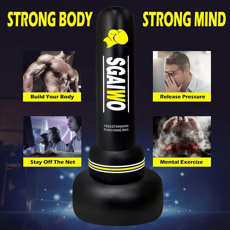 Heavy Punching Bag Boxing Free Standing Fitness MMA Fitness Training ...