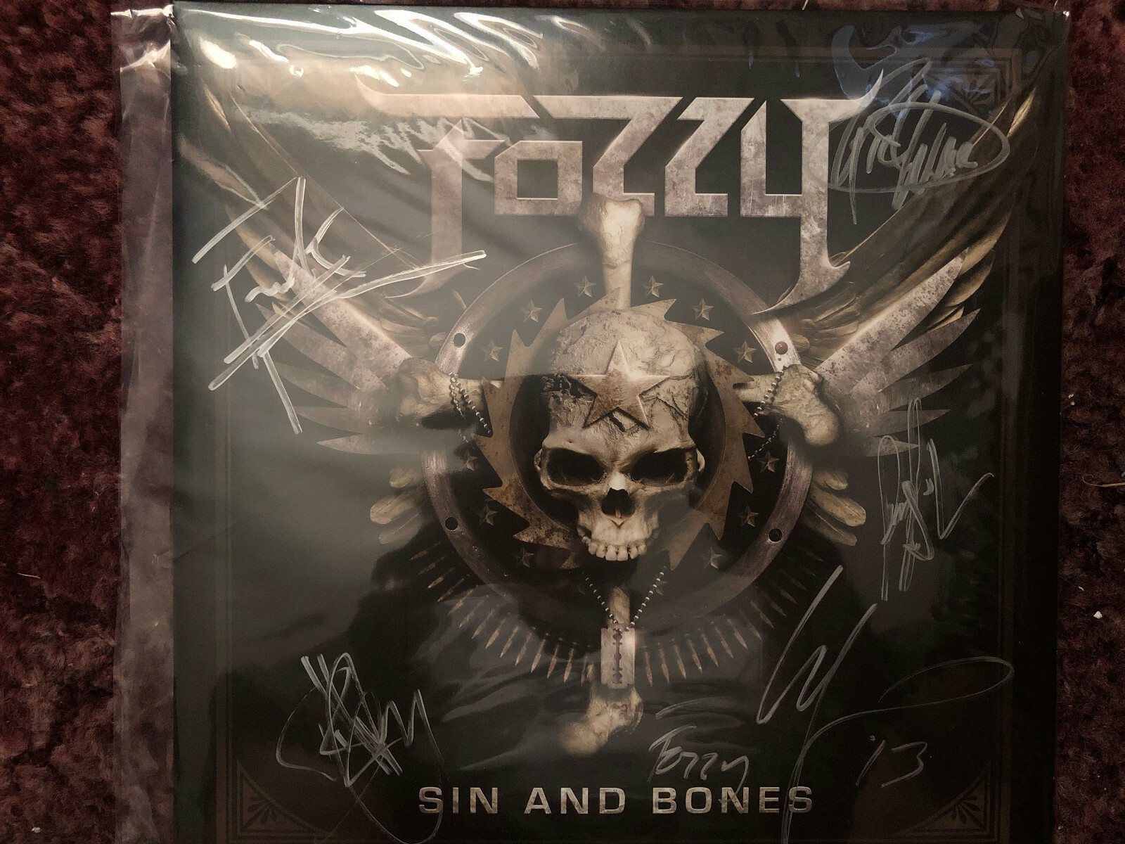 Fozzy Sin And Bones Vinyl Record Signed Autographed Chris Jericho Y2J ...