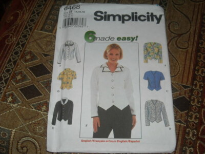 💐 SIMPLICITY #8468 - LADIES (6 STYLE) SEMI FITTED BLOUSE or TOP PATTERN ...