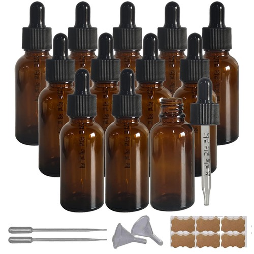 12 Pack 1oz Amber Glass Dropper Bottles 1oz Tincture Bottle with Eye ...