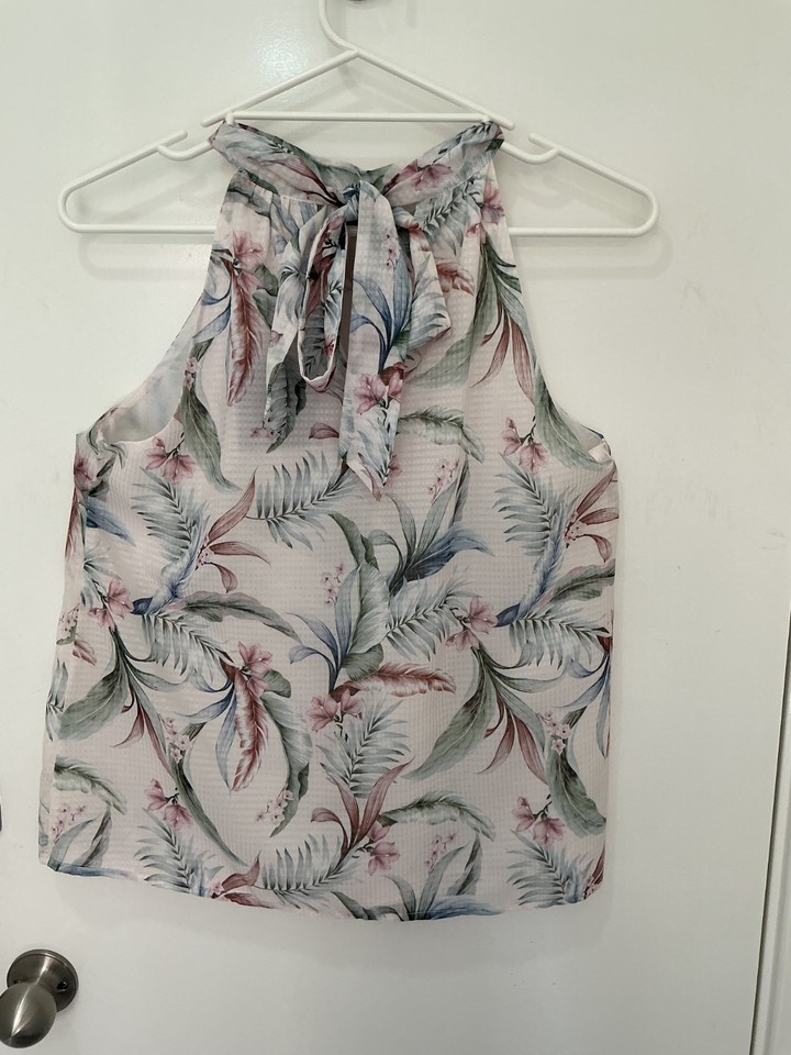 DANNII MINOGUE FLORAL HALTER TOP SIZE 8 BNWT WHITE/PINK | eBay Australia